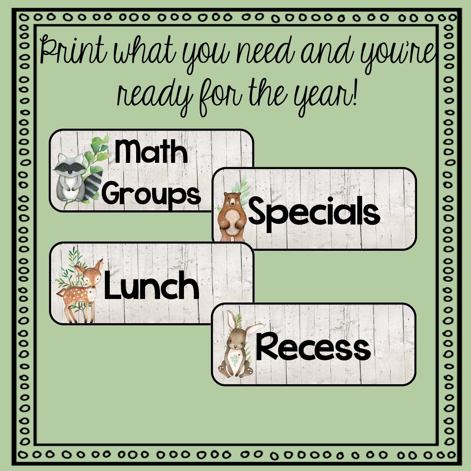 Editable Forest Woodland Class Schedule Decor Set - Etsy