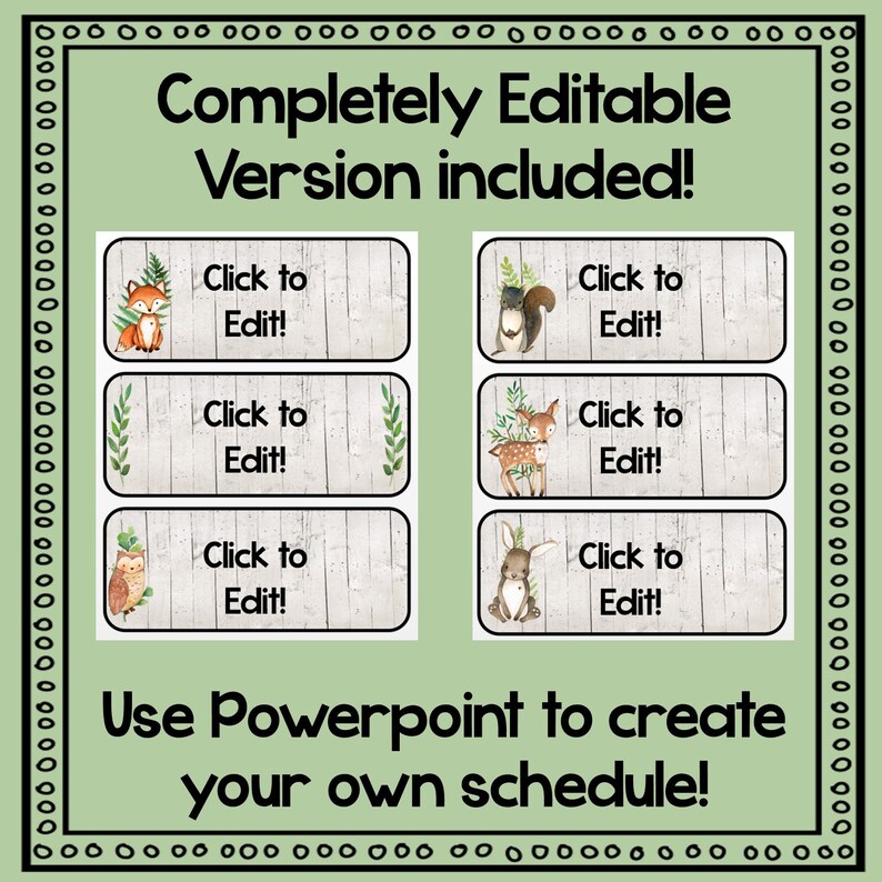 Editable Forest Woodland Class Schedule Decor Set - Etsy