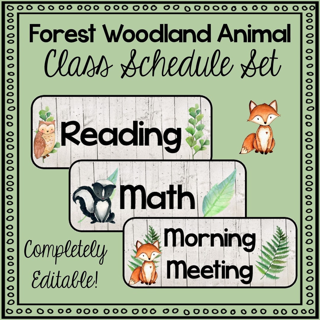 Editable Forest Woodland Class Schedule Decor Set - Etsy