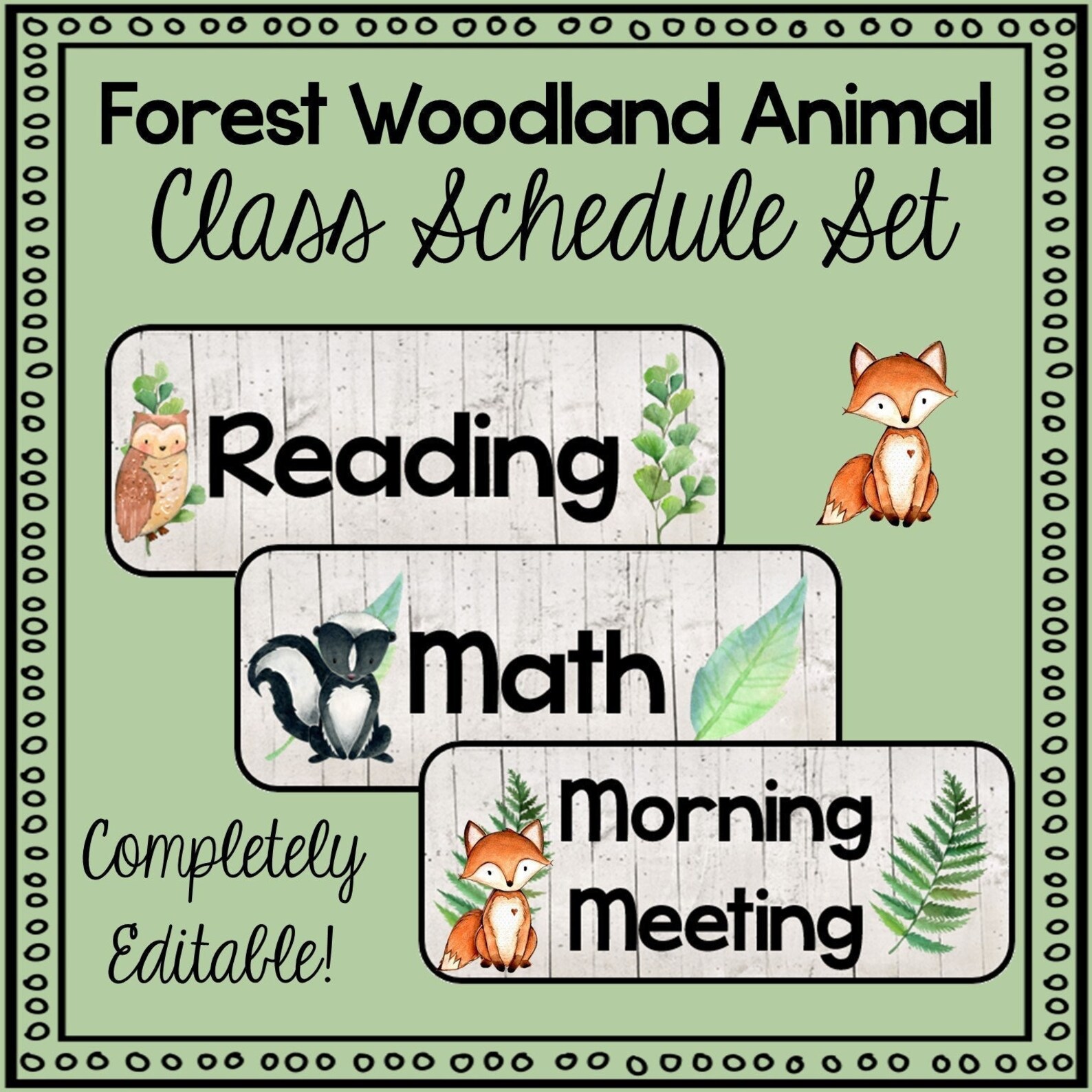 Editable Forest Woodland Class Schedule Decor Set - Etsy