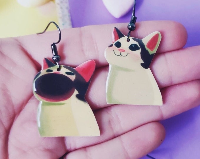 Cat Meme, Funny Earrings, Meme Earrings, Meme Cat Popping, Pop Cat Song ...