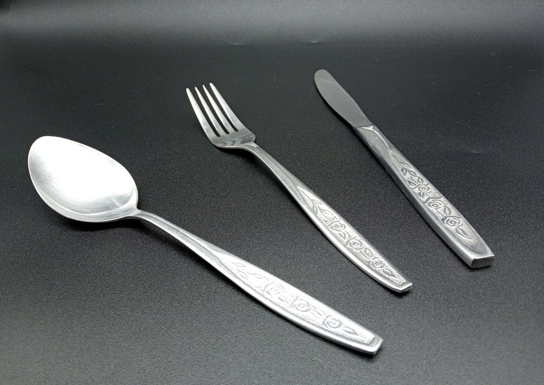 Service Set 21 Pieces Cutlery With Rose Floral Pattern From the 60s - Etsy