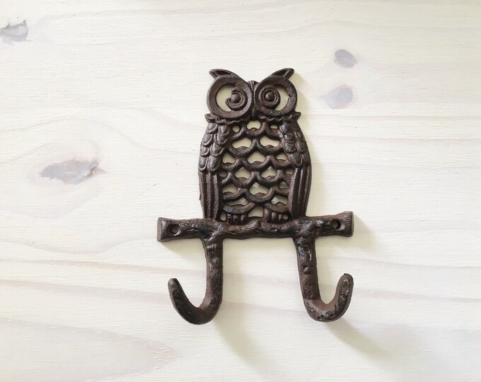 Owl Wall Hook Double Coat Hook Cast Iron Hook Nursery Hook DIY Supply ...