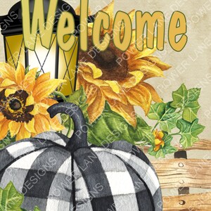 Welcome Watercolor Garden Flag - Fall Autumn - Pumpkins Sunflowers ...