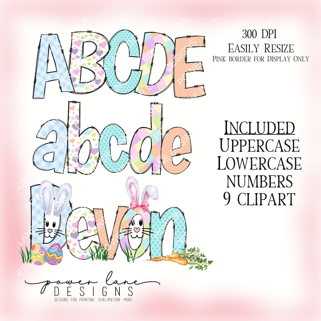Easter Spring Alpha Doodles Alphabet, Sublimation Design, PNG, Instant ...