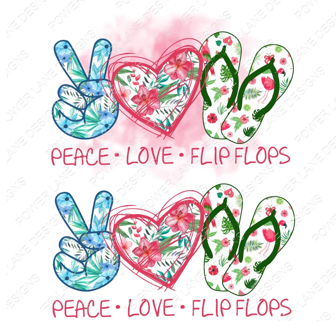 Watercolor - Peace Love Flip Flops - Summer - PNG - 2 Pngs ...