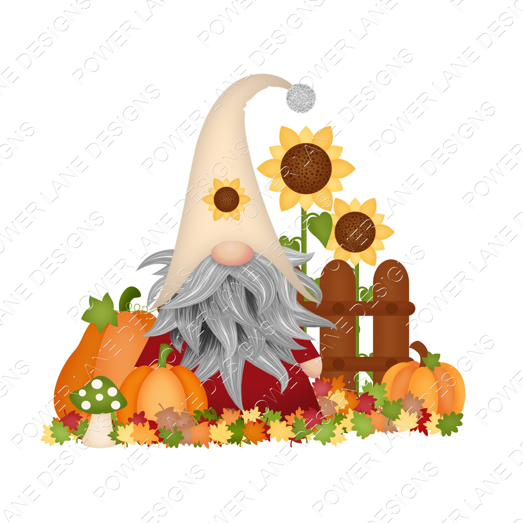 Watercolor Pumpkin Gnome Sunflowers Fall Fall Leaves | Etsy