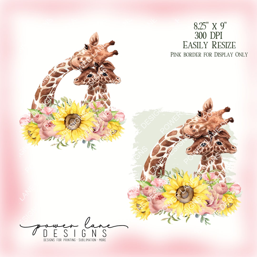 Giraffe Giraffes - Mother and 2 Babies - Nursery - Mother's Day - Pink ...