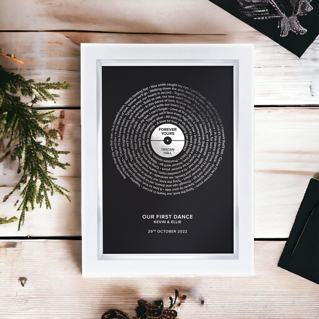 Wedding Song Gift, Silver Foil Song Lyrics Print, Our First Dance ...