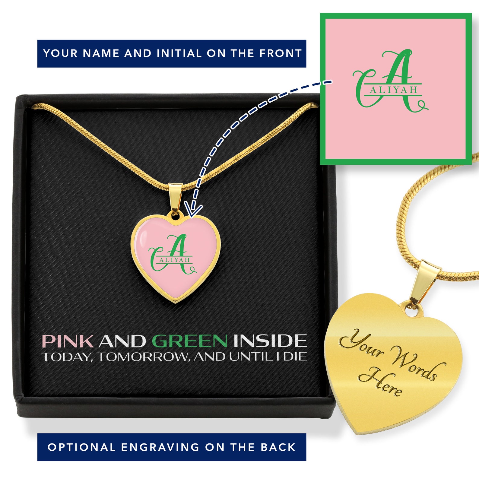 Custom Initial Necklace, AKA Paraphernalia, Alpha Kappa Alpha Sorority ...