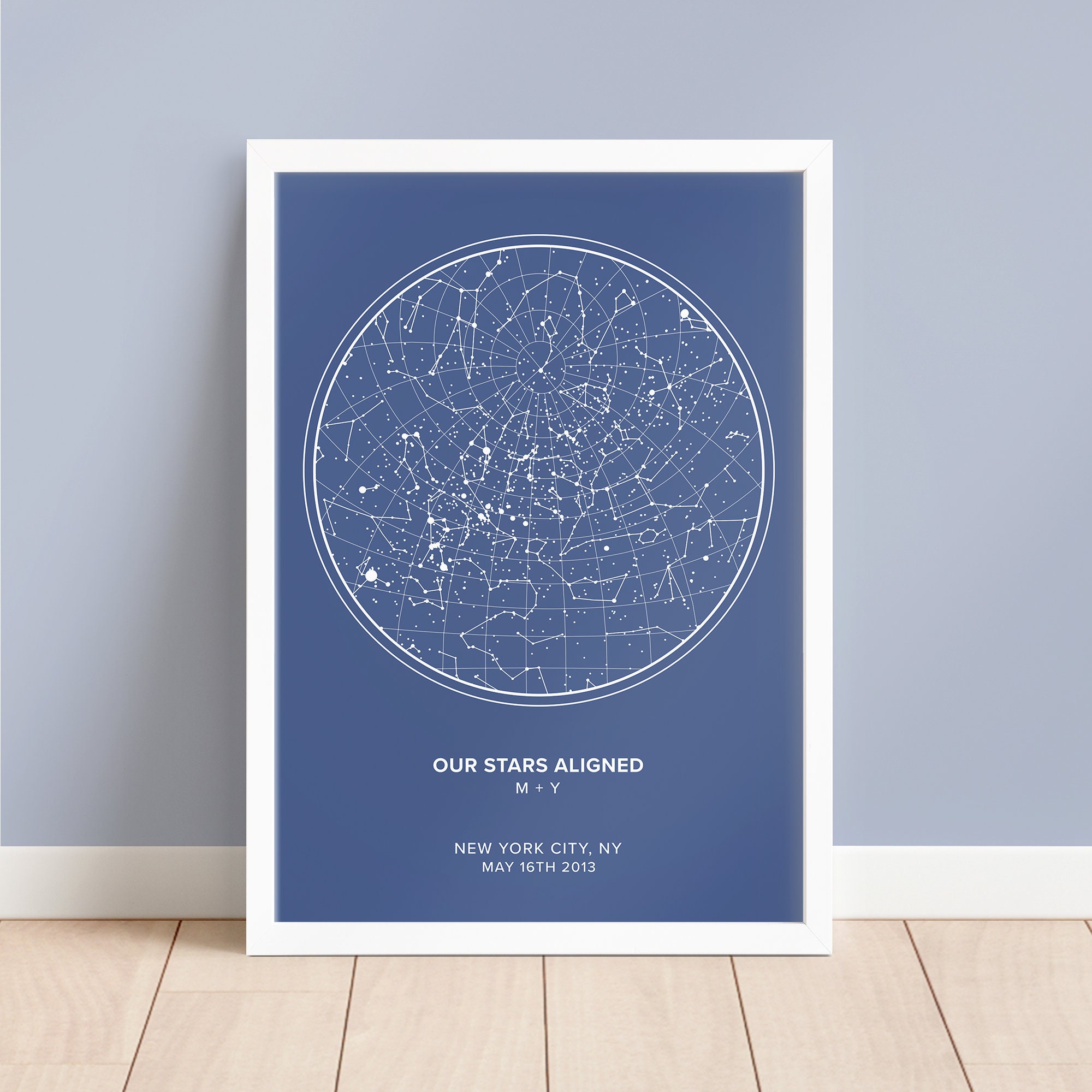Custom Night Sky Print, Framed Star Map by Date, Anniversary Gifts for ...