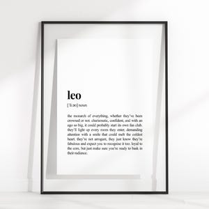 Leo Zodiac Sign Funny Definition Print, Astrology Wall Art, Funny ...