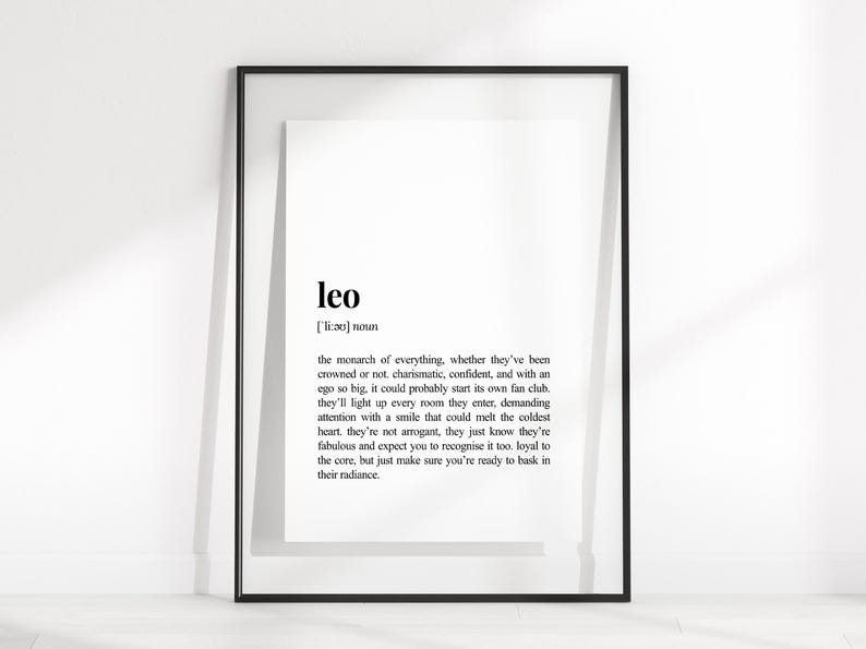 Leo Zodiac Sign Funny Definition Print, Astrology Wall Art, Funny ...