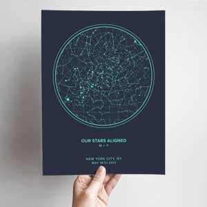 Custom Night Sky Print, Framed Star Map by Date, Anniversary Gifts for ...