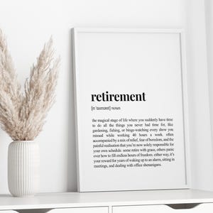 Retirement Definition Print, Funny Coworker Leaving Gift, Humorous ...