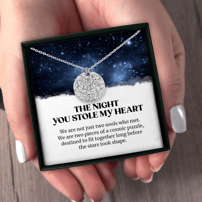 Personalised Star Map Necklace, Anniversary Jewellery for Her or Him ...