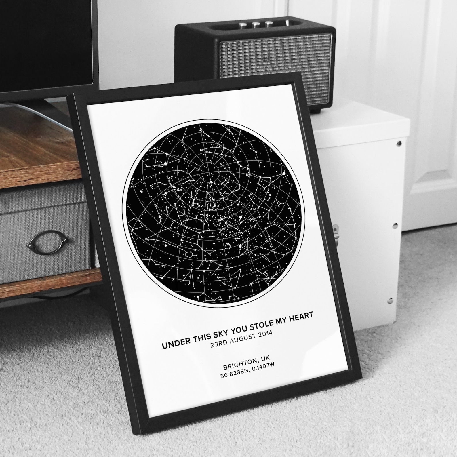 Custom Night Sky Print Framed Star Map by Date Anniversary - Etsy