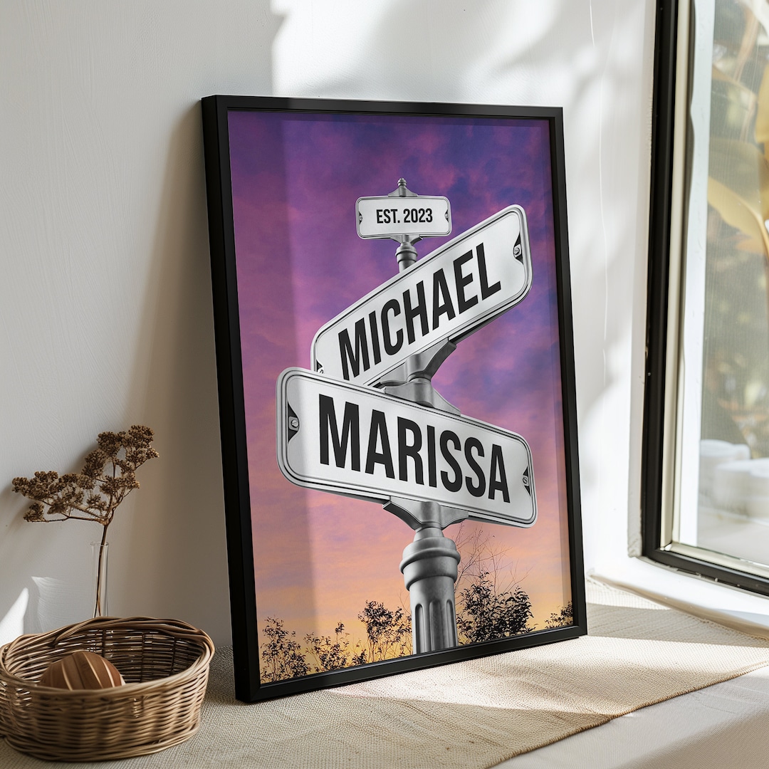 Ready in 24h Printable Custom Street Sign With Names, Unique Wedding ...