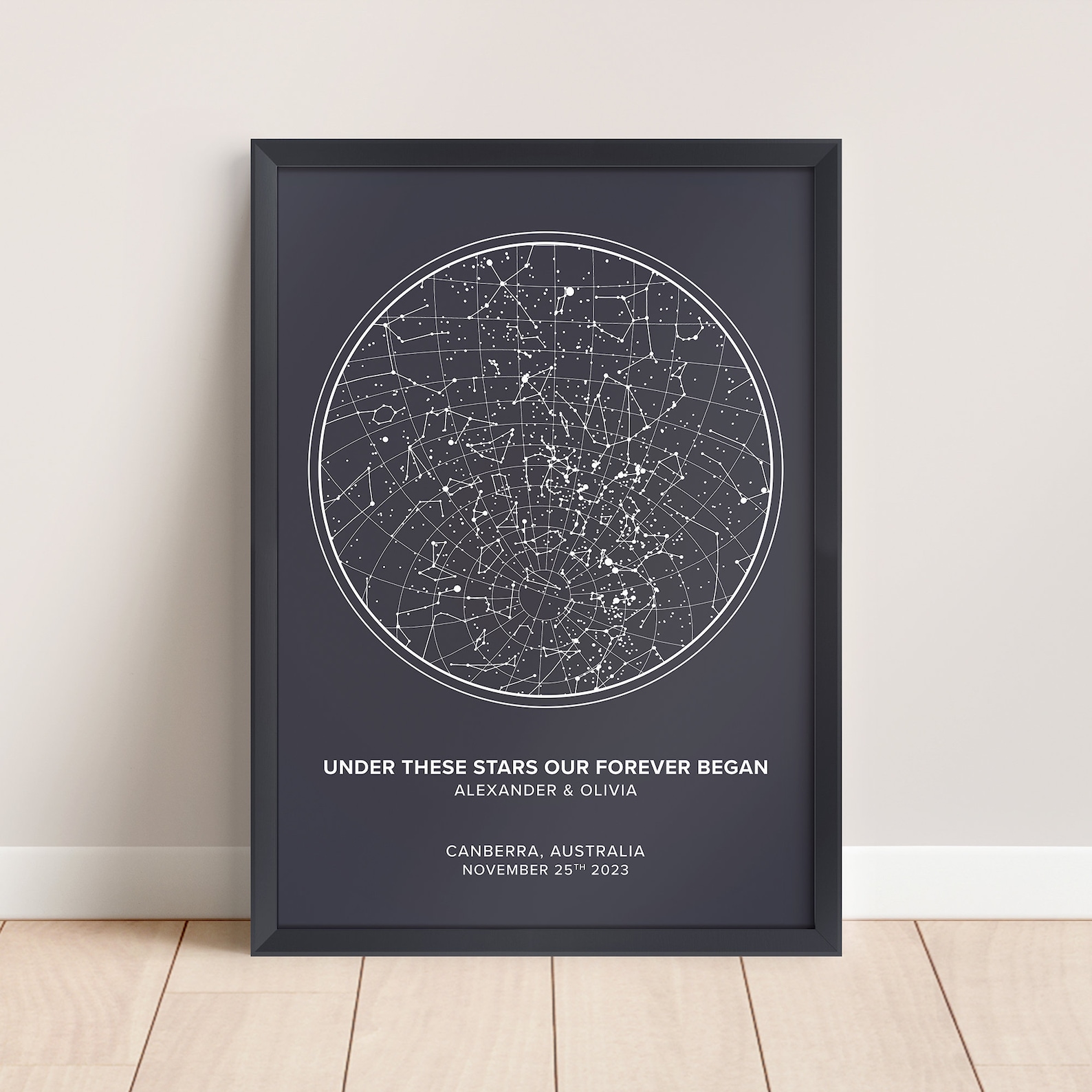 Custom Night Sky Print, Framed Star Map by Date, Anniversary Gifts for ...