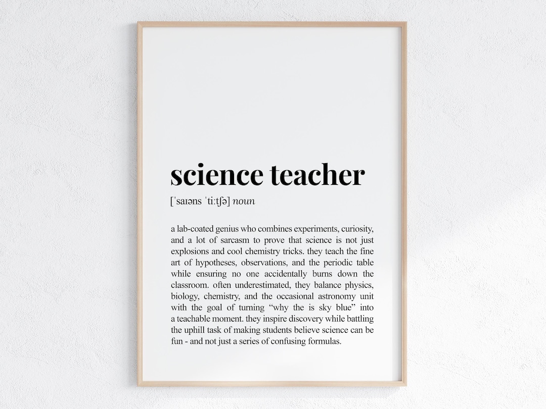 Science Teacher Definition Print, Funny Gift for Science Teacher ...