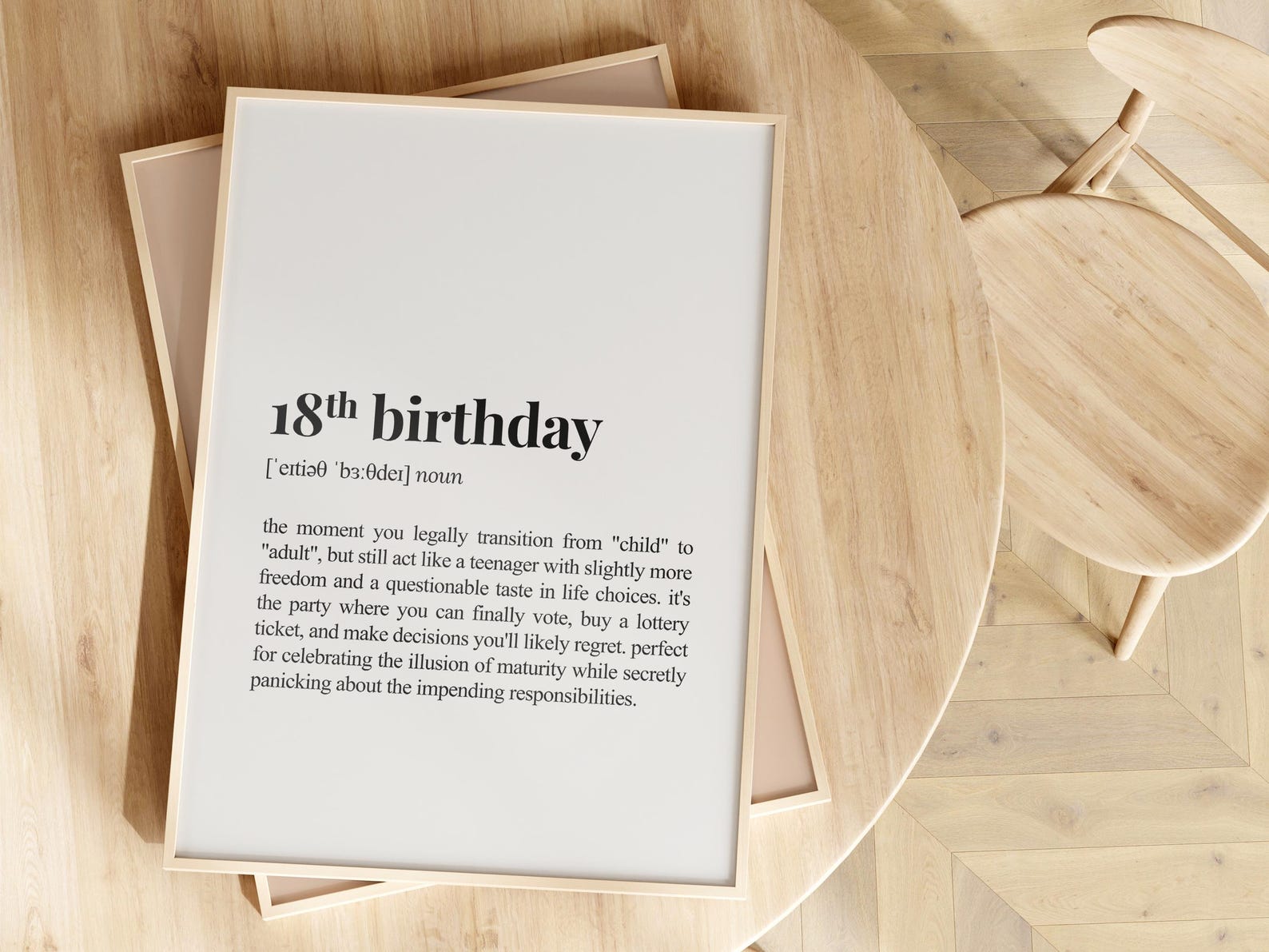 18th Birthday Definition Print, Sarcastic Dictionary Poster, Funny 18th ...