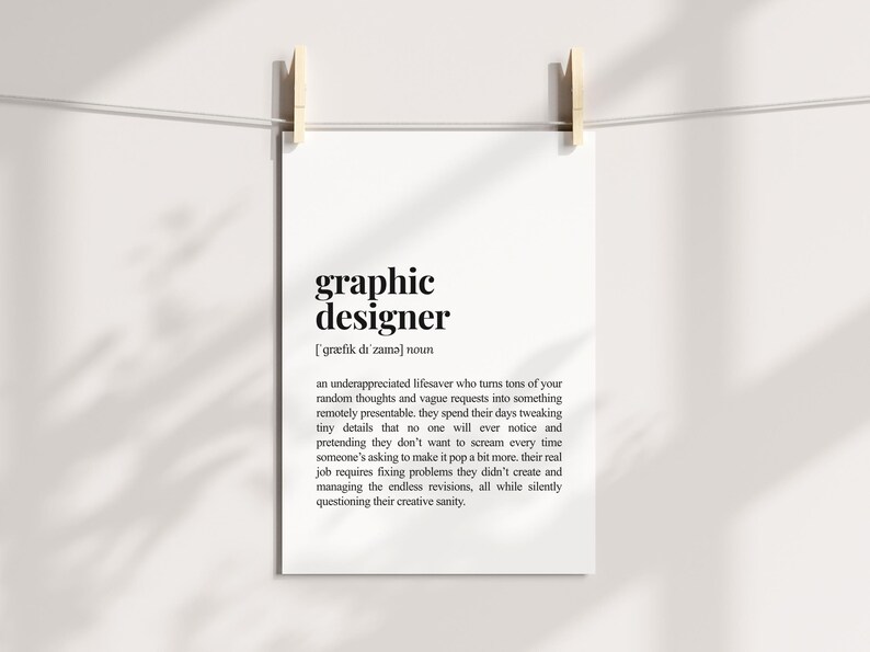 Graphic Designer Definition Print, Sarcastic Dictionary Poster, Sassy ...