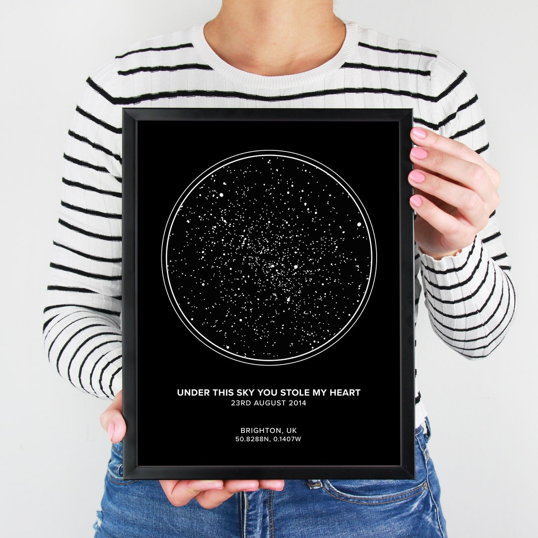 Custom Night Sky Print Framed Star Map by Date Anniversary - Etsy