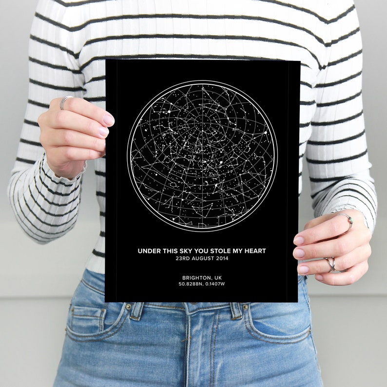 Digital Star Map by Date Custom Night Sky Print Personalised - Etsy