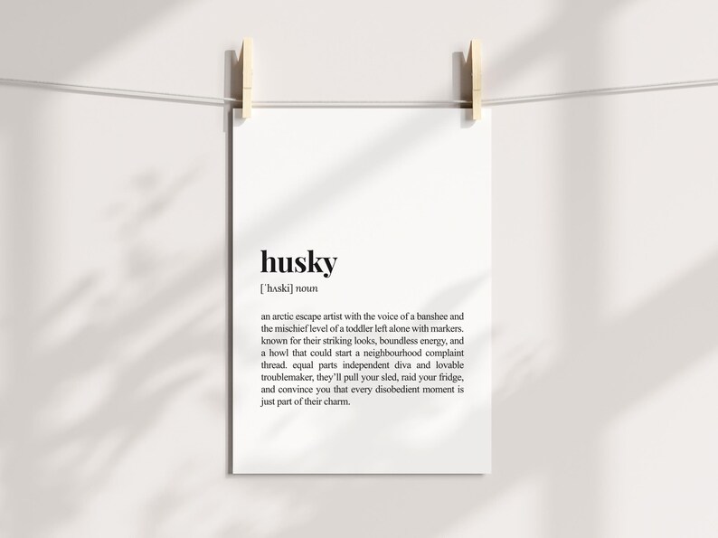 Husky Funny Definition Print, Cheeky Gift for Dog Parent, Dog Lover Art ...
