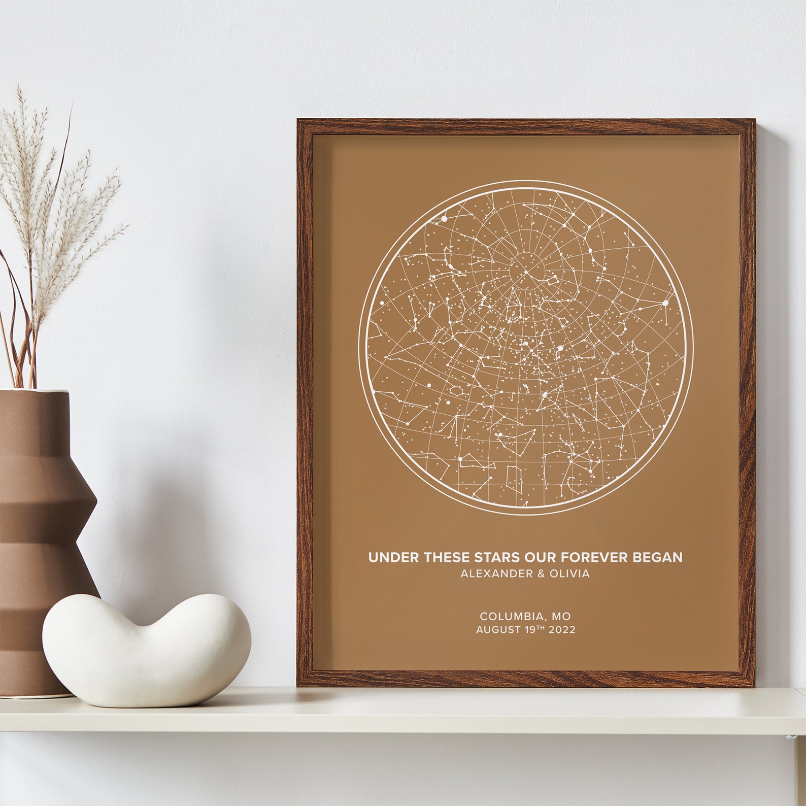 Custom Night Sky Print, Framed Star Map by Date, Anniversary Gifts for ...