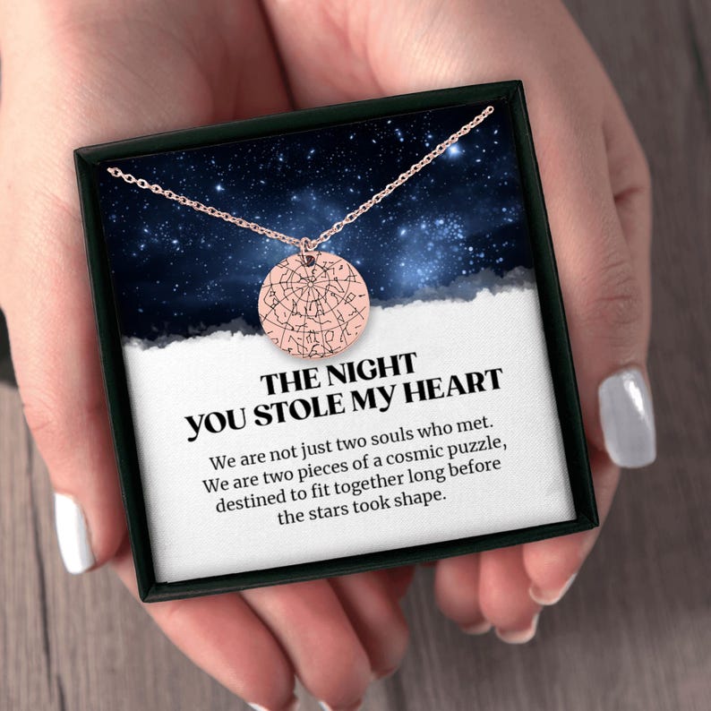 Personalised Star Map Necklace, Anniversary Jewellery for Her or Him ...