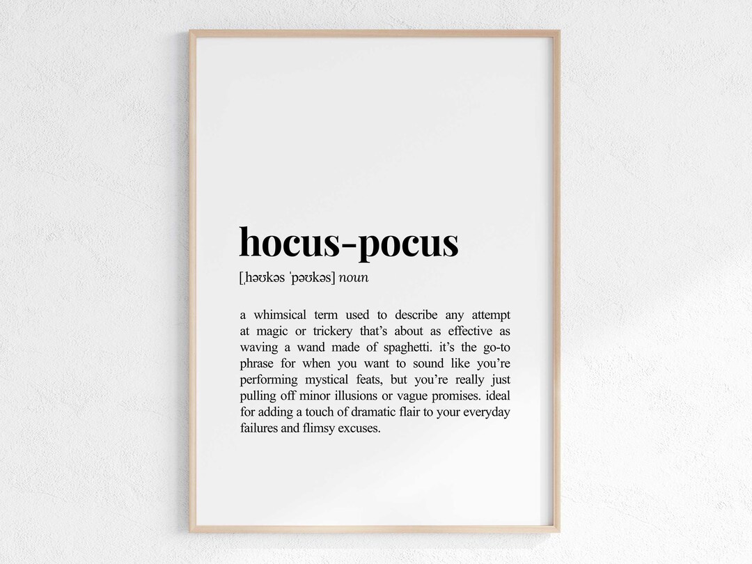 Hocus Pocus Definition Sarcastic Dictionary Art Print Funny Halloween ...