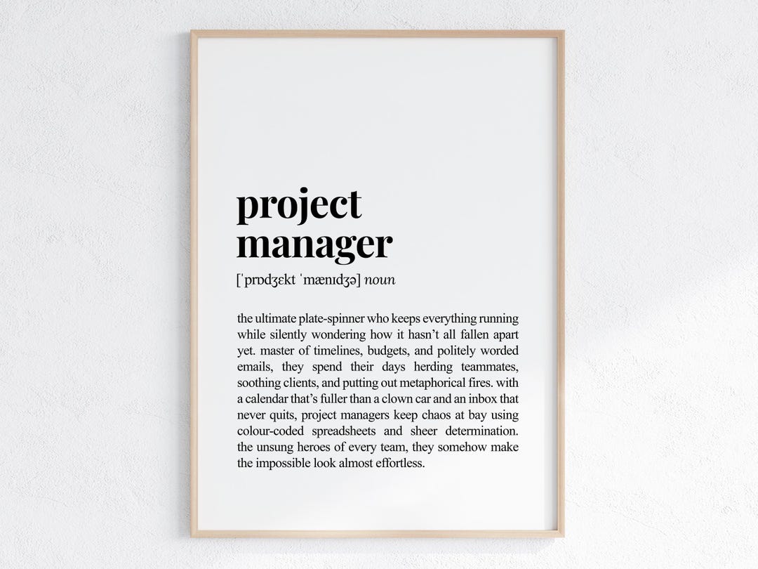Project Manager Funny Definition Print, Coworker Gift, Sarcastic ...