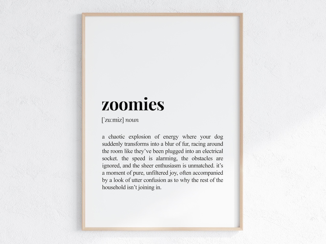 Zoomies Definition Print, Funny Gift for Dog Parent, Dog Lover Gift ...