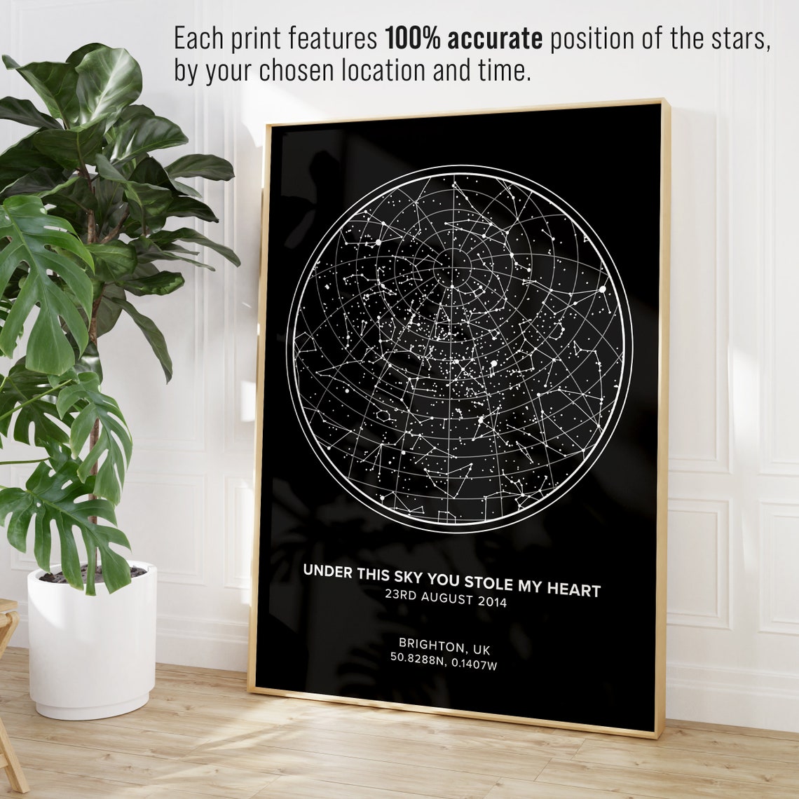 Custom Night Sky Print Framed Star Map by Date Anniversary - Etsy