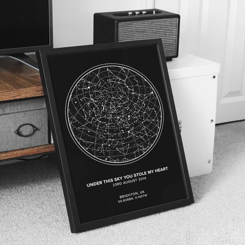Digital Star Map by Date Custom Night Sky Print Personalised - Etsy