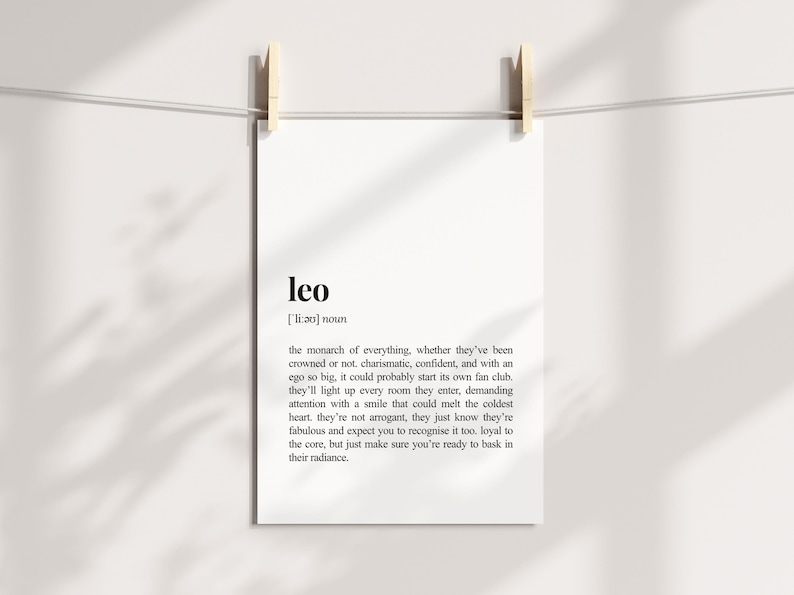 Leo Zodiac Sign Funny Definition Print, Astrology Wall Art, Funny ...