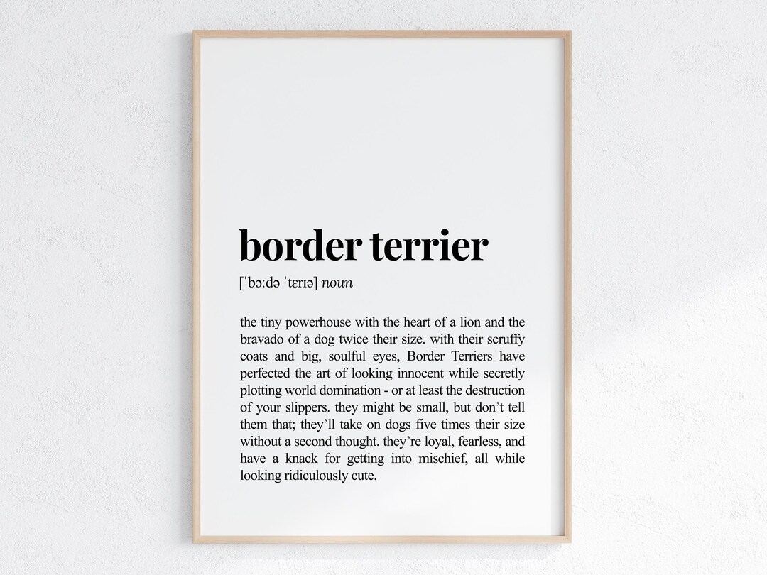 Border Terrier Funny Definition Print, Cheeky Gift for Dog Parent, Dog ...