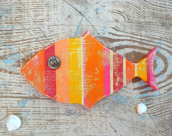 Wooden Fish Wall Decor Fish Decor Painted Fish Decor Fish Art Sea Art ...