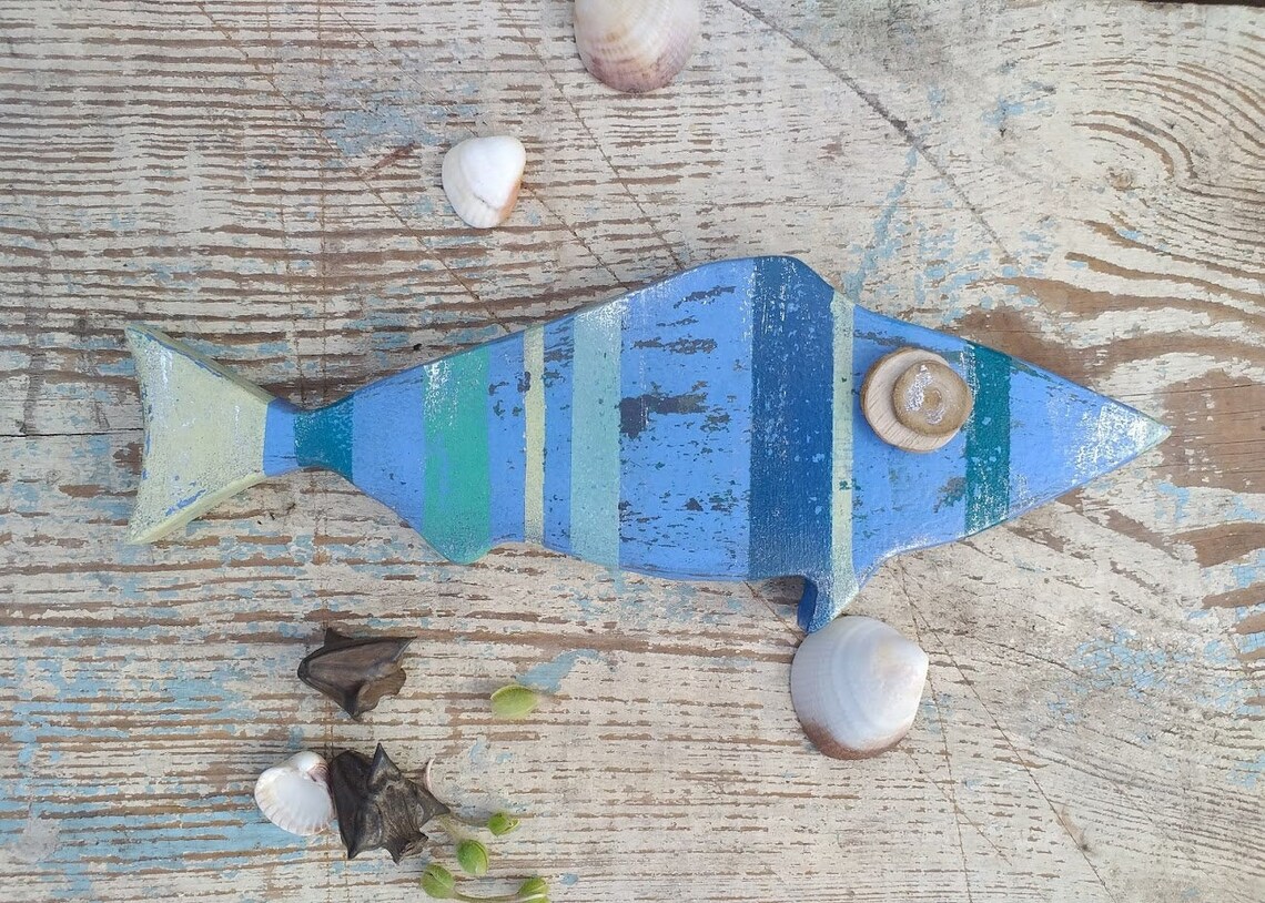 Wooden Fish Wall Decor Fish Decor Painted Fish Decor Fish Art Sea Art ...