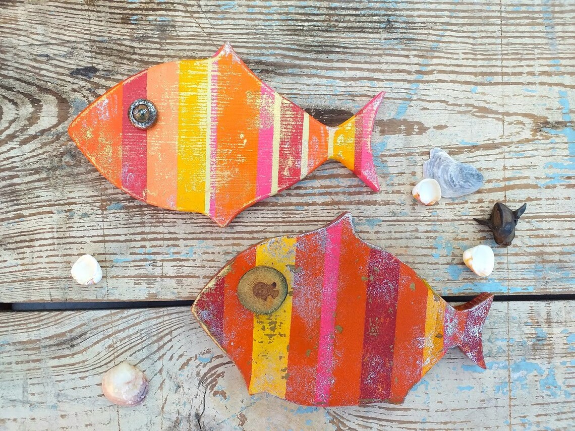 Fish Art, Tropical Fish Wall Art, Painted Fish Art, Wood Fish Wall ...