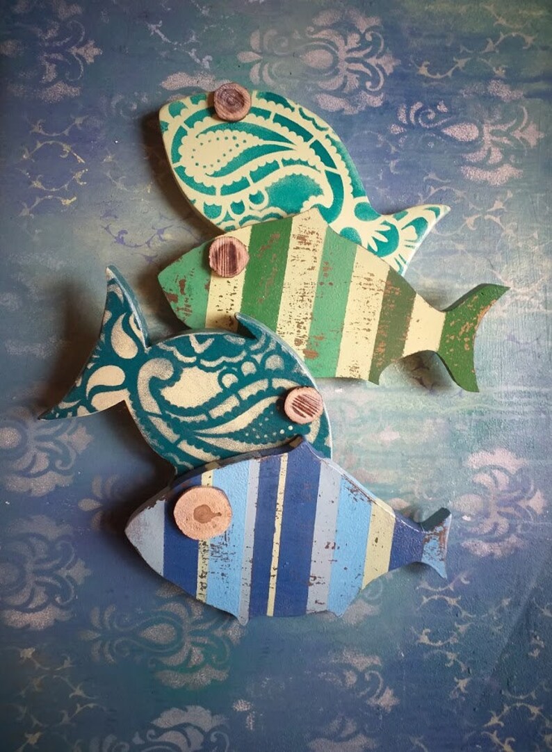 Coastal Decor Nautical Wall Art Wooden Fish Nursery Wall Decor - Etsy