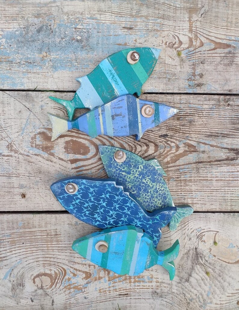 Wooden Fish Wall Decor Fish Decor Painted Fish Decor Fish Art Sea Art ...