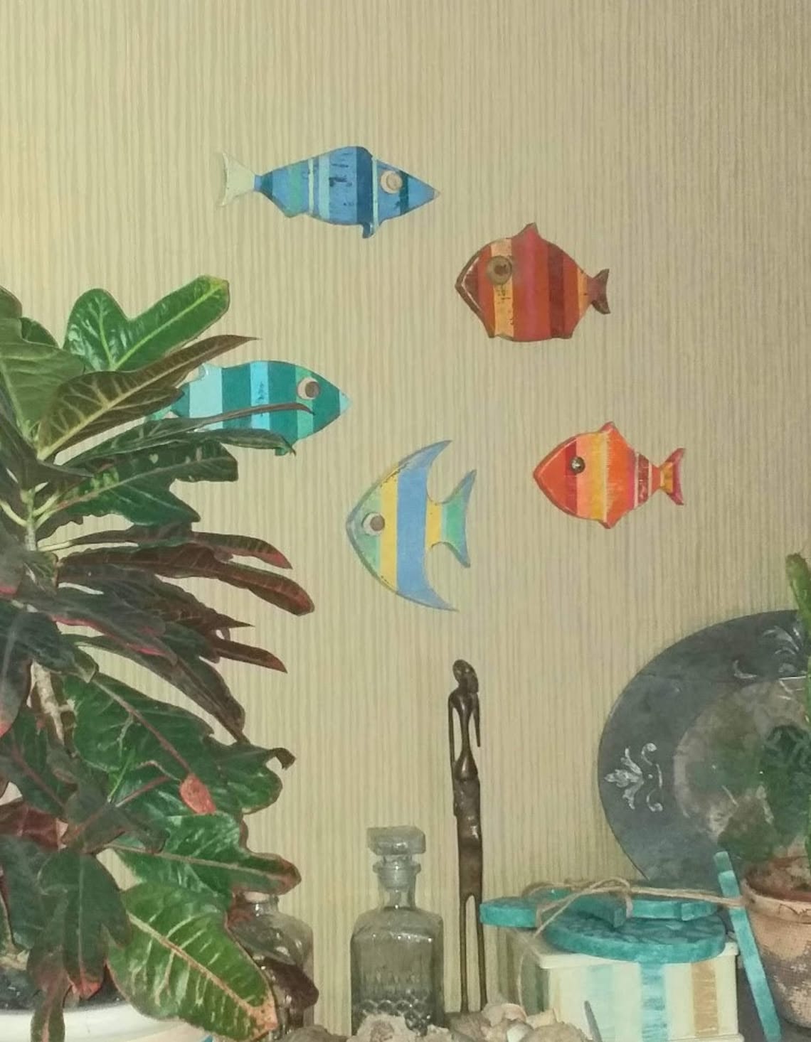 Wooden Fish Wall Decor Fish Decor Painted Fish Decor Fish Art Sea Art ...