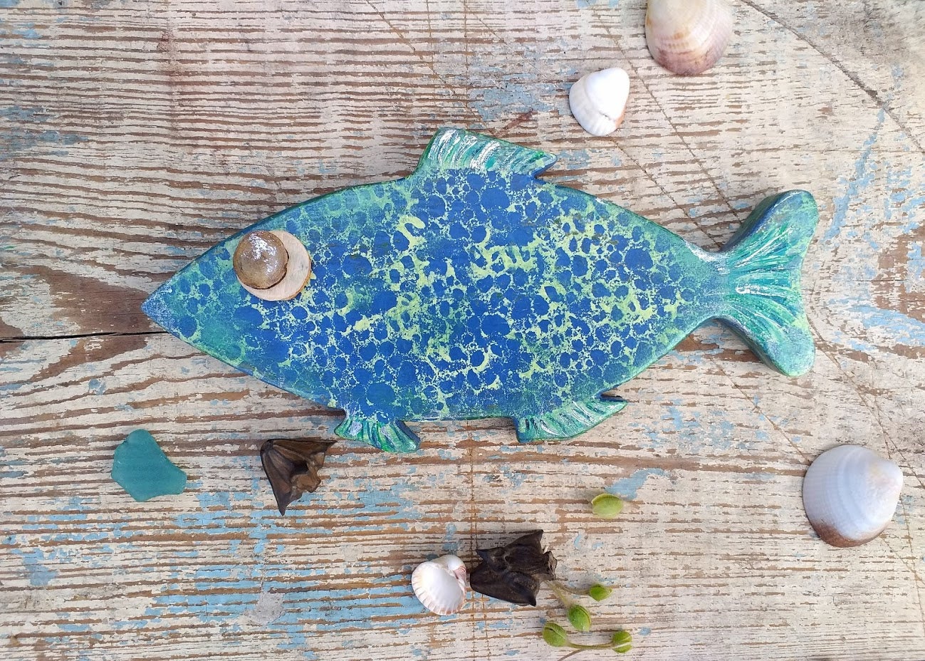 Wooden Fish Wall Decor Fish Decor Painted Fish Decor Fish Art Sea Art ...