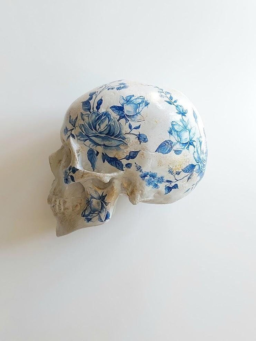 Skull "blue Rose", Skull, Skull Decor, Skull Gifts, Day of the Day ...