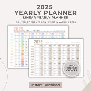 2025 Yearly Planner | Year at a Glance Wall Calendar | Annual Overview ...