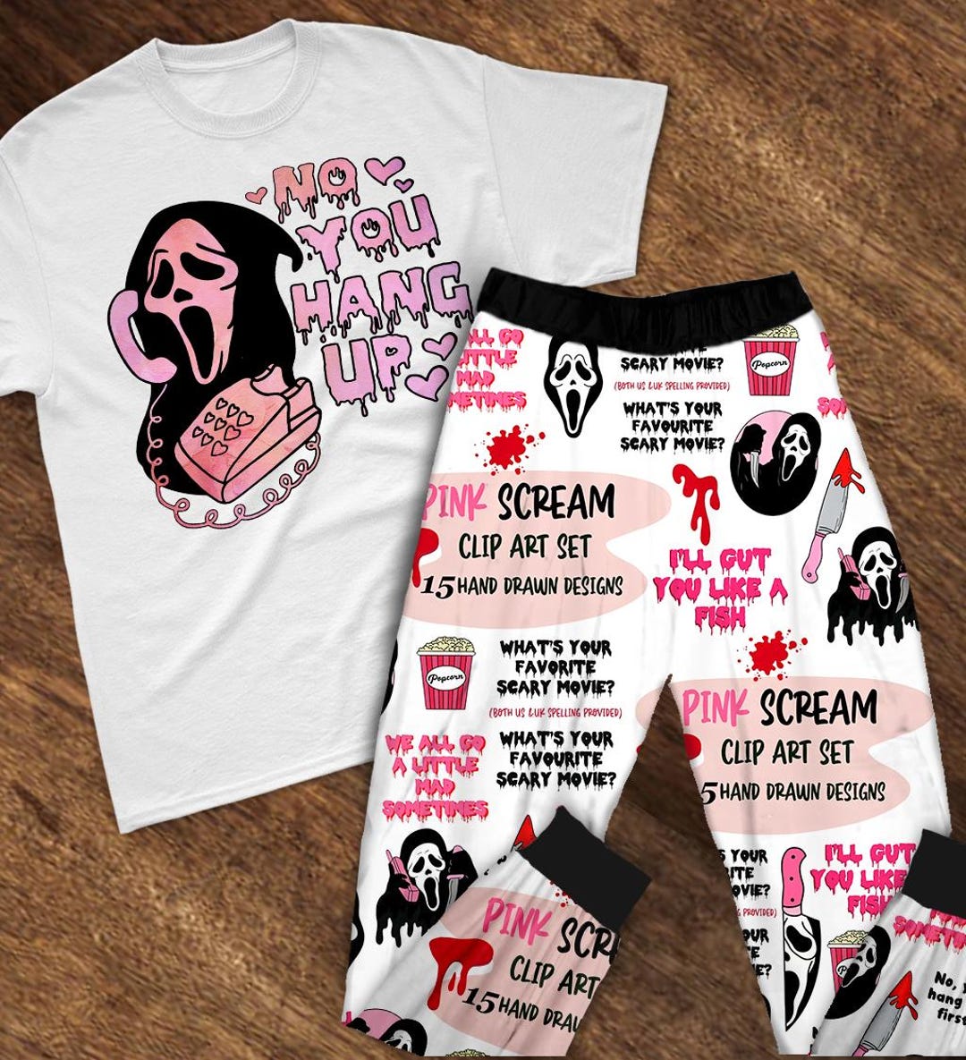Scary Movie Halloween Pajamas Set, Character Horror Movie Pajamas Set ...