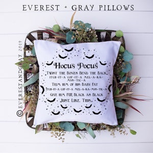 Black and White Hocus Pocus Spell Halloween Pillow - Etsy