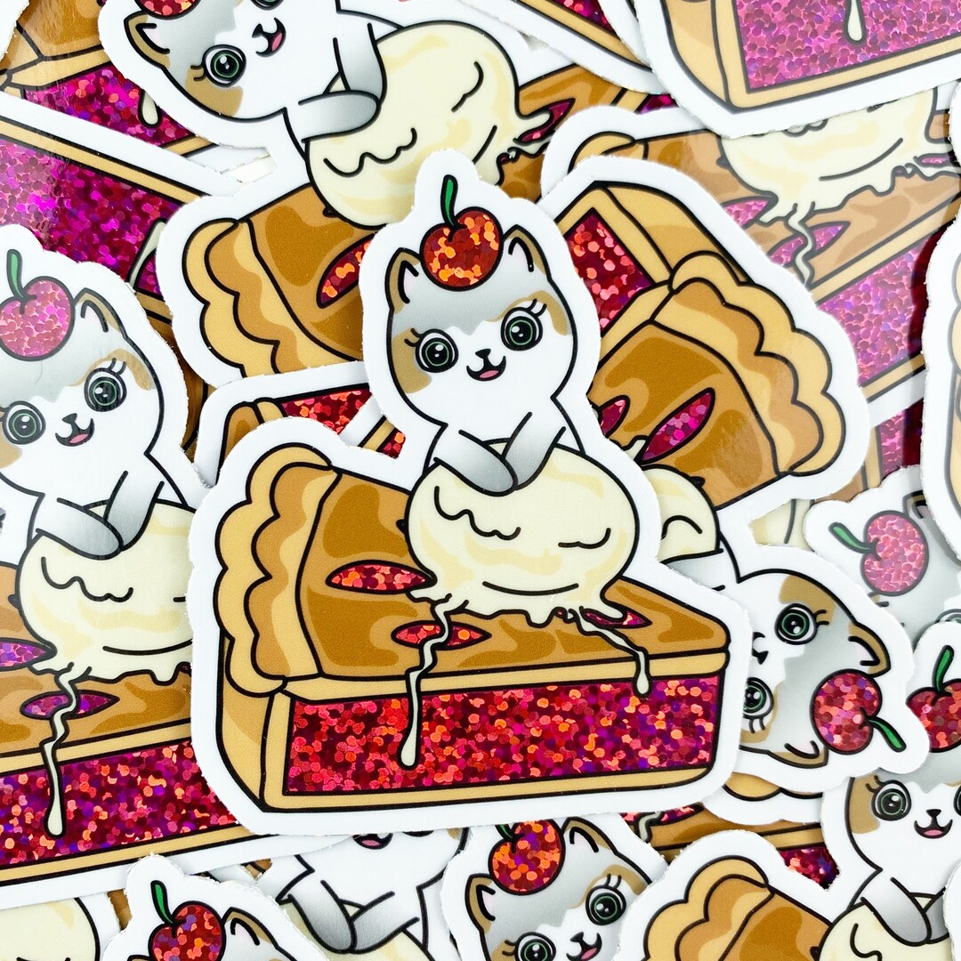 Mauly Loves Cherry Pie - Glitter Waterproof Adhesive Vinyl - Hand Drawn ...
